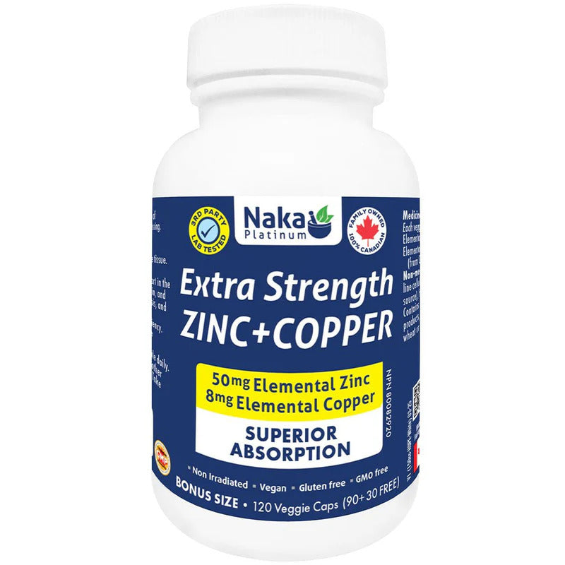 NAKA - PLATINUM EXTRA STRENGTH ZINC + COPPER - 120 VCAPS – Win in Health