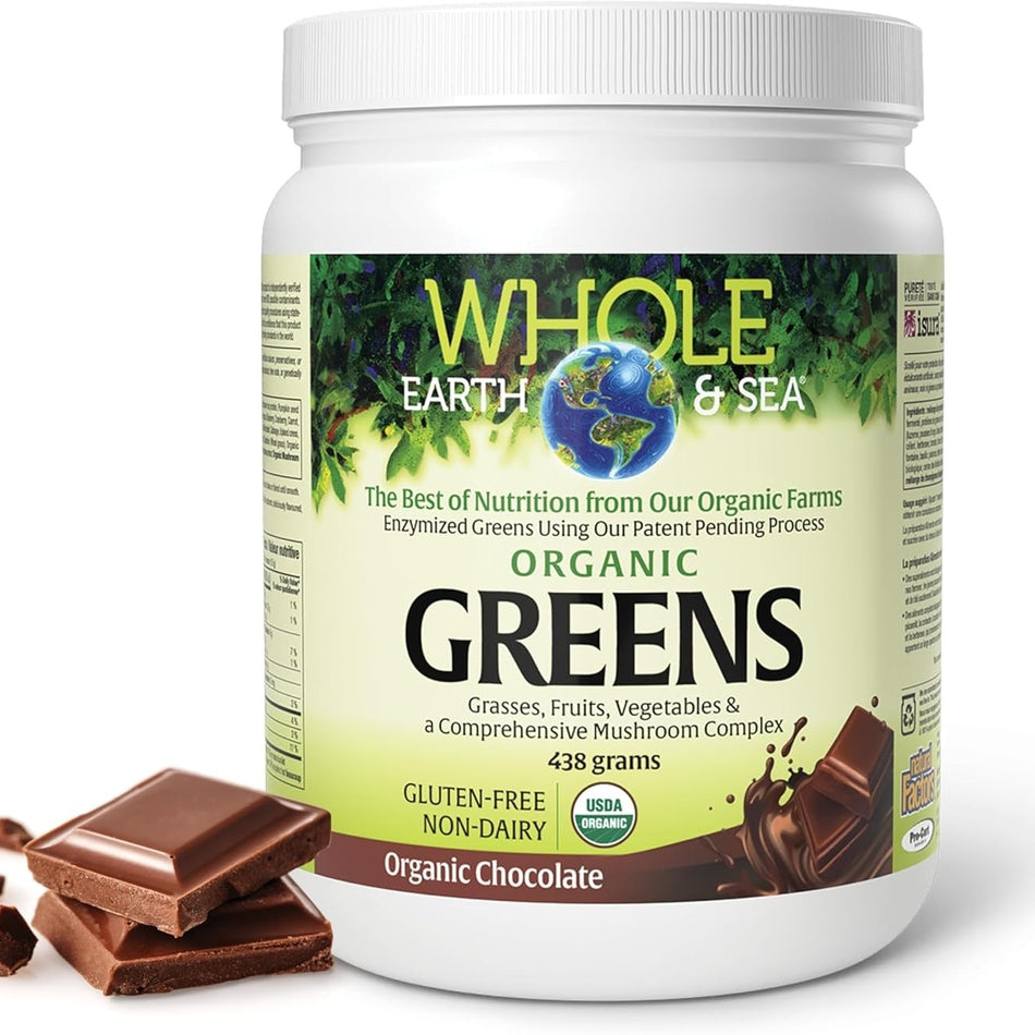 WHOLE EARTH & SEA - FERMENTED ORGANIC GREENS, CHOCOLATE - 438G – Win in ...